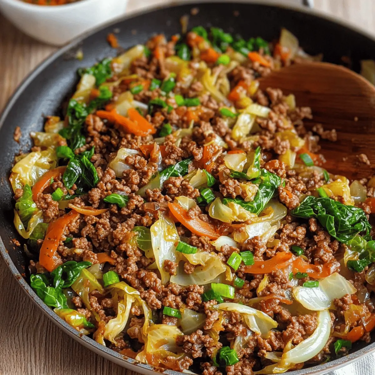 Easy Irresistible Crispy Ground Beef and Cabbage Skillet