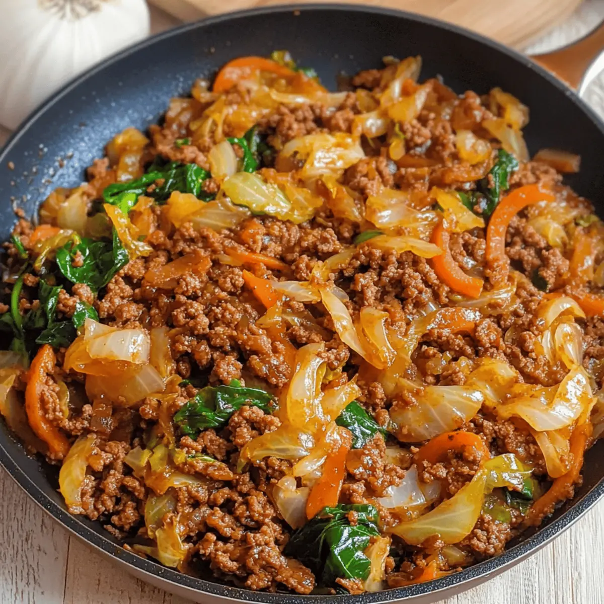 Easy Irresistible Crispy Ground Beef and Cabbage Skillet