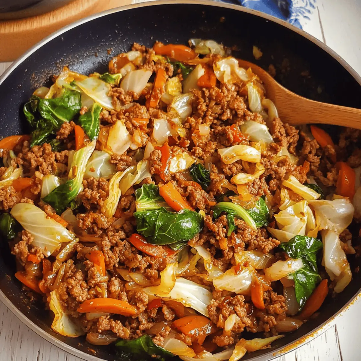 Easy Irresistible Crispy Ground Beef and Cabbage Skillet